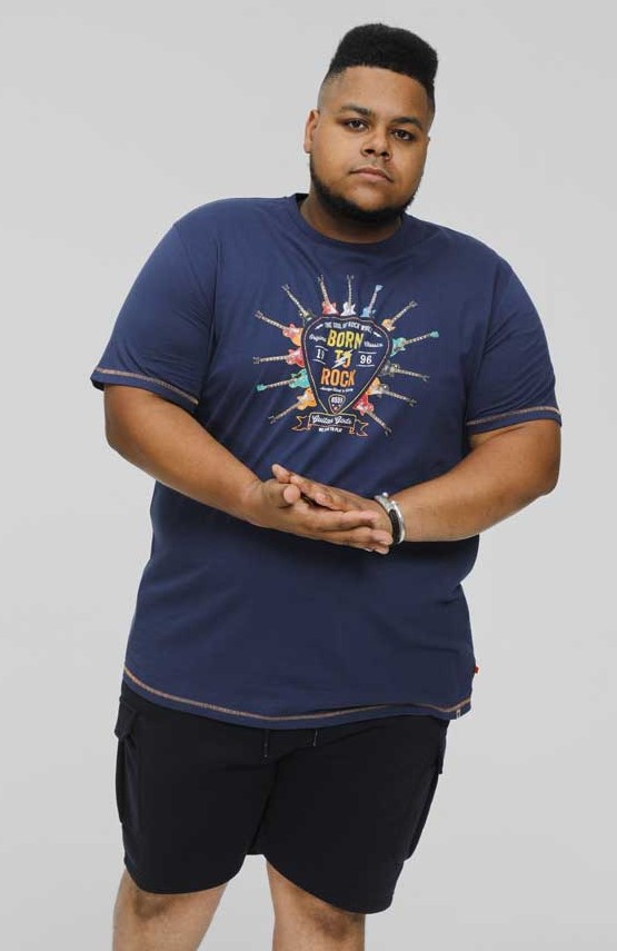 T-shirt i stora storlekar D555 COLIN Born To Rock Printed Crew Neck T ...