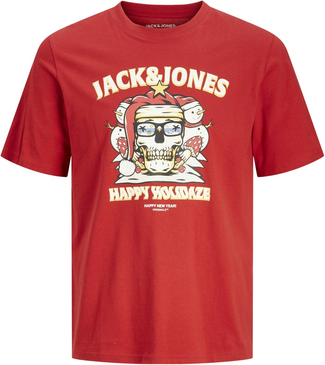 T-shirt i stora storlekar Jack & Jones XMAS Christmas Skull T-Shirt Red ...